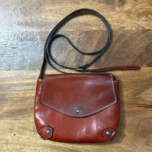 Bags | Vintage Brown Leather Patina Crossbody Bag | Poshmark